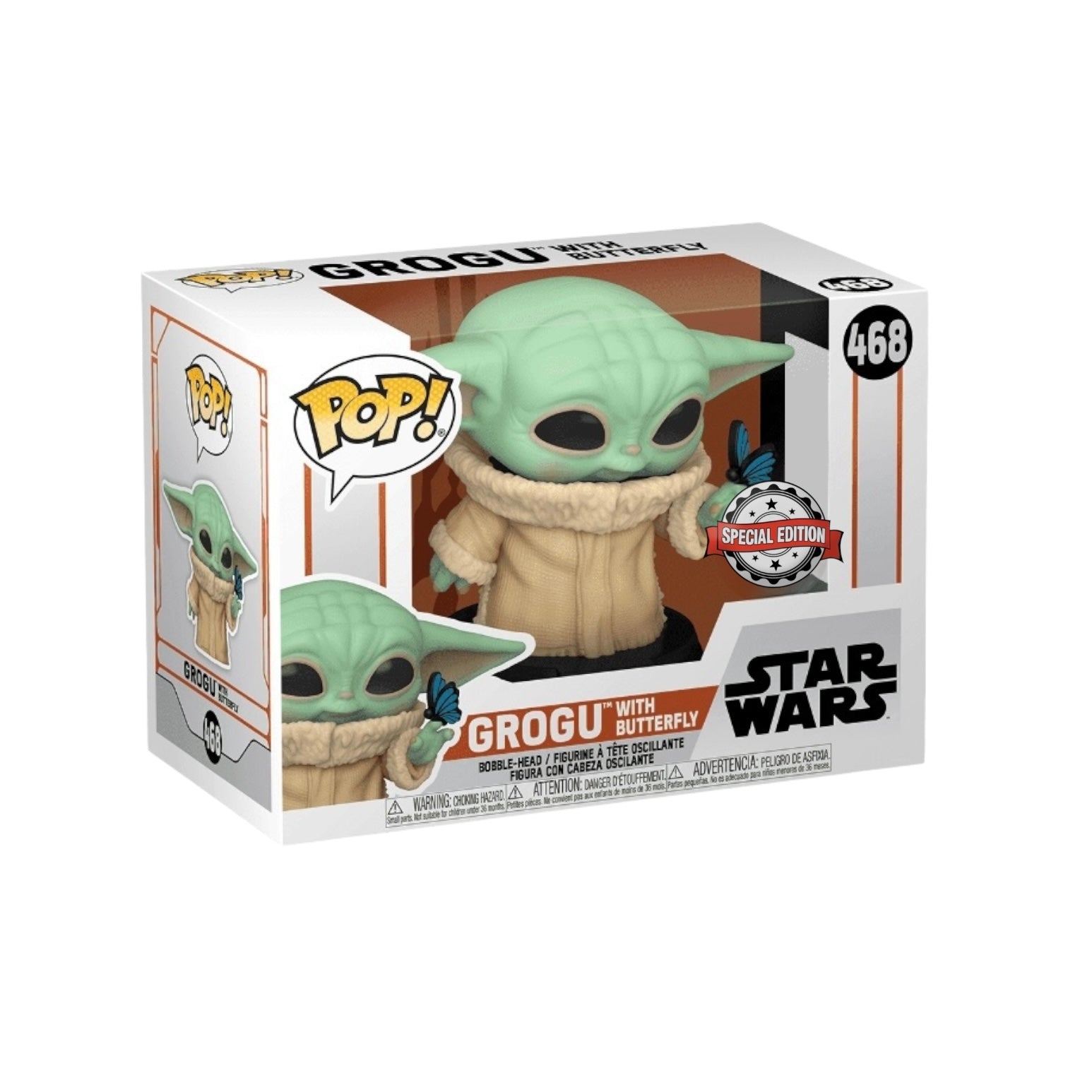 Grogu with Butterfly | Funko Pop | Star Wars: The Mandalorian | Special ...