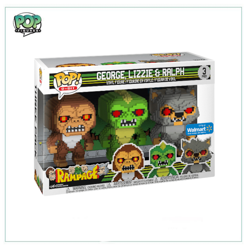 George Lizzie & Ralph Deluxe Funko 3 Pack! Rampage 8-Bit - Walmart Exc
